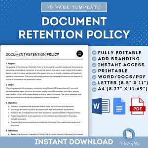 Document Retention Policy Template, Record Retention Guidelines ...
