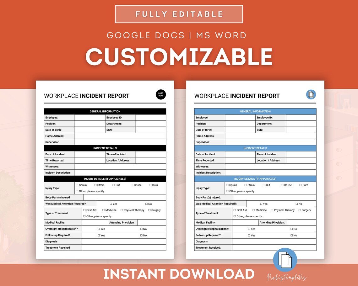 Workplace Incident Report Form Template, Workplace Accident Report Form ...