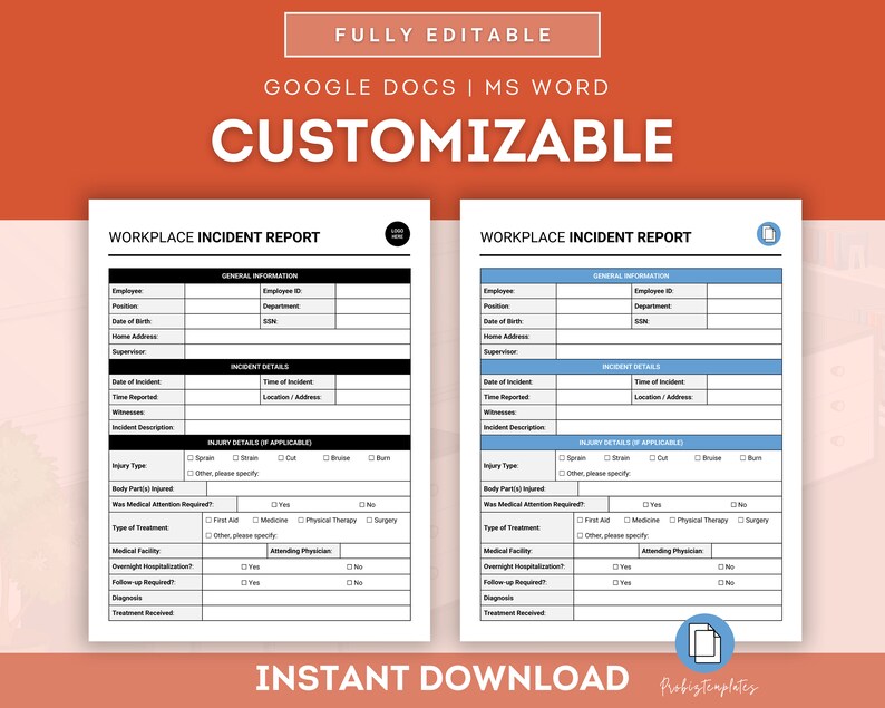 Workplace Incident Report Form Template, Workplace Accident Report Form ...