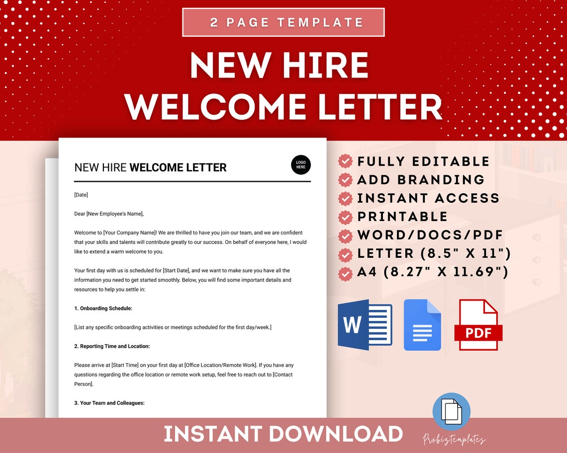 New Hire Welcome Letter Template, New Hire Welcome Kit, Welcome to the ...