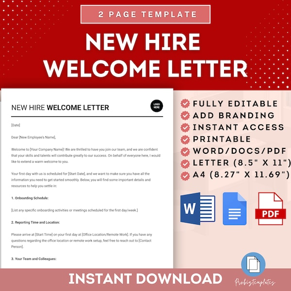 Employee Welcome Letter - Etsy