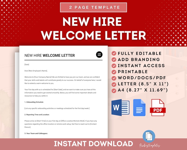 New Hire Welcome Letter Template, New Hire Welcome Kit, Welcome to the ...