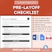 Pre-layoff Checklist Template, Employee Layoff Preparation, Layoff ...