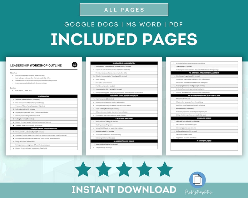 Leadership Training Workshop Outline, Employee Professional Development ...