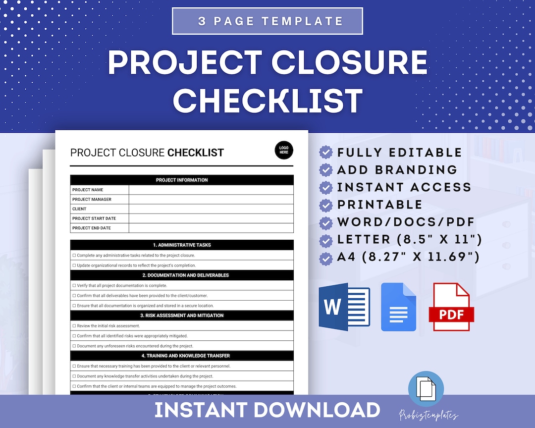 Project Closure Checklist, Project Completion Form, End-of-project ...