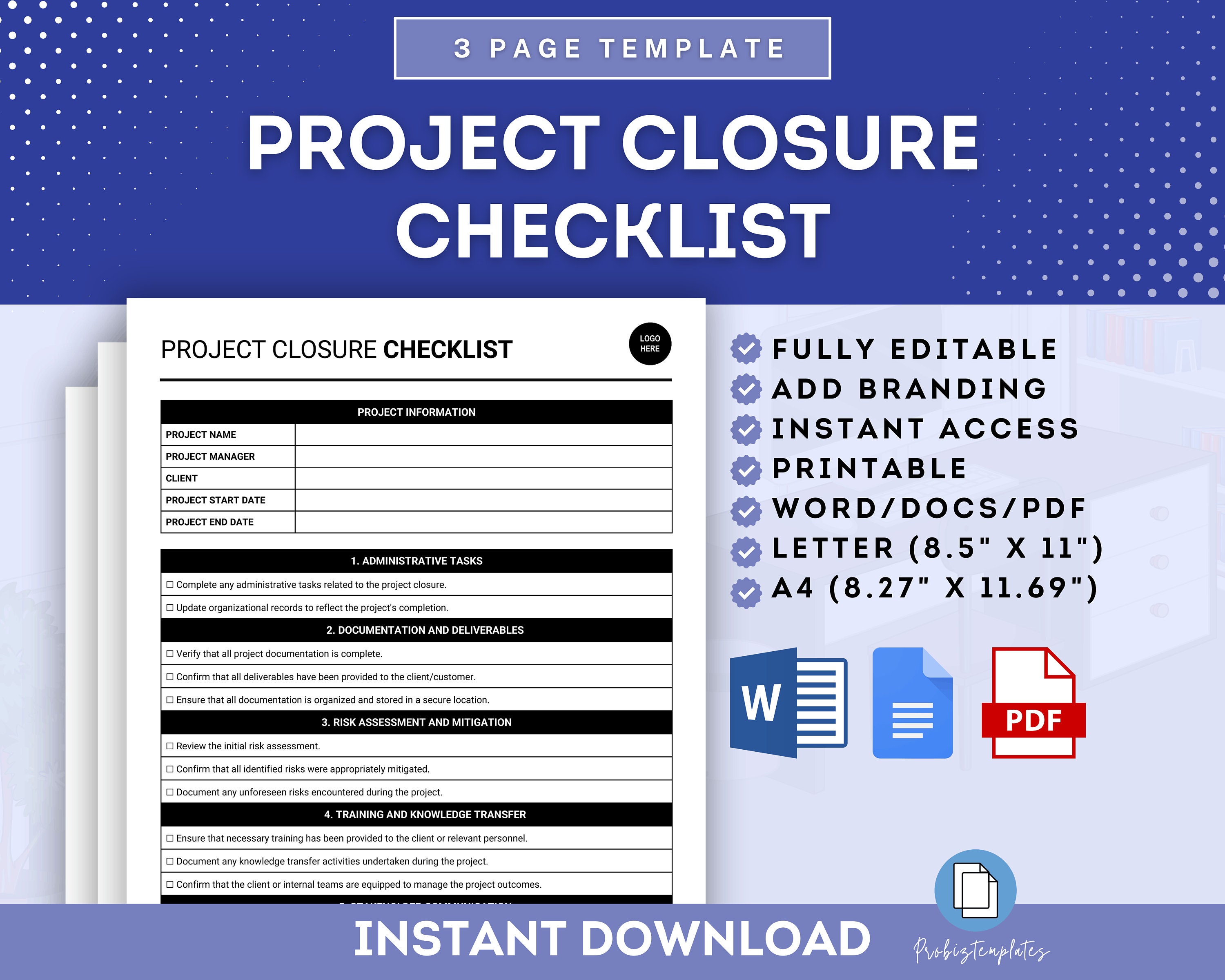 Project Closure Checklist, Project Completion Form, End-of-project ...
