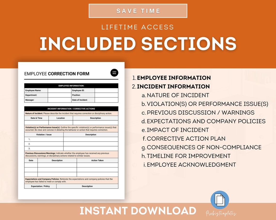 Employee Correction Form Template, Employee Performance Improvement ...