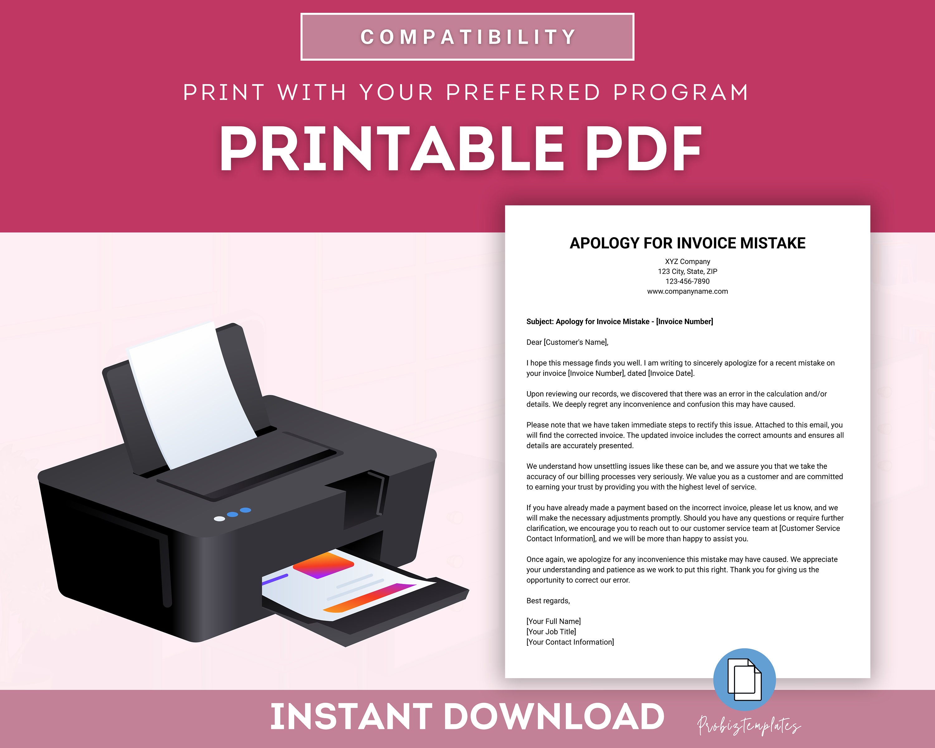 Apology for Invoice Mistake Letter Template, Invoice Error Apology ...