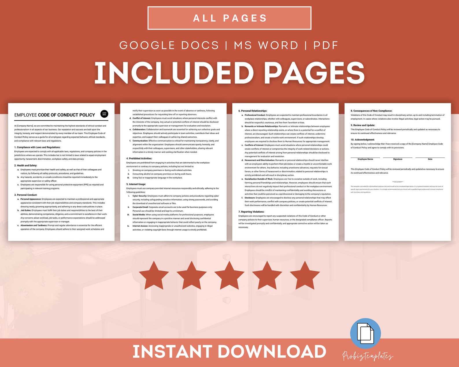 Employee Code of Conduct Policy Template, Employee Behavior Guidelines ...