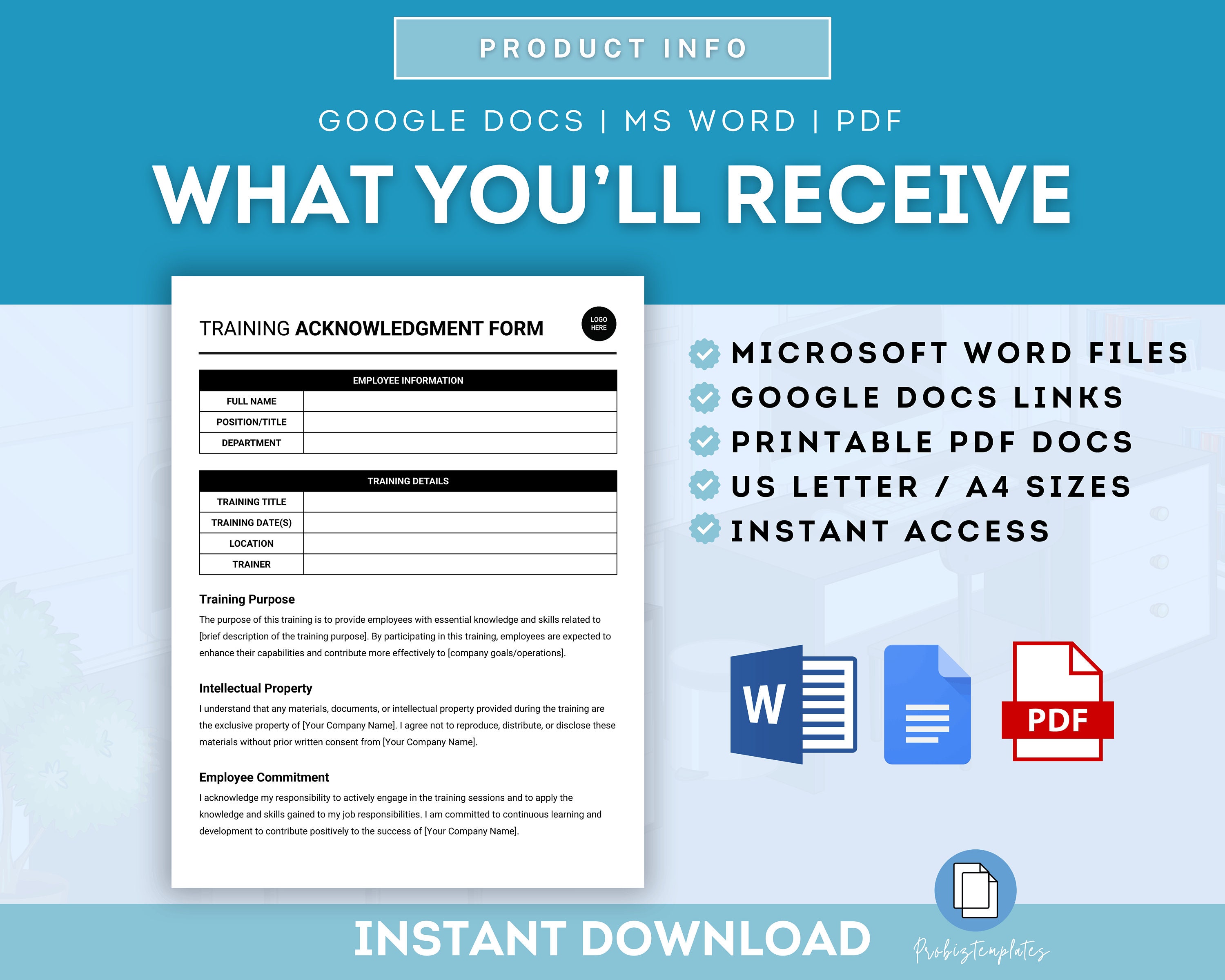 Employee Training Acknowledgment Form, New Hire Training Forms ...