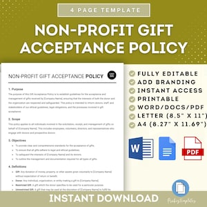 Non-profit Gift Acceptance Policy, Charity Gift Policy Template, Non ...