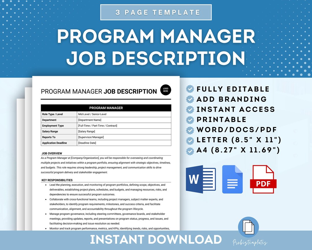Program Manager Job Description, IT Program Manager Job Description ...