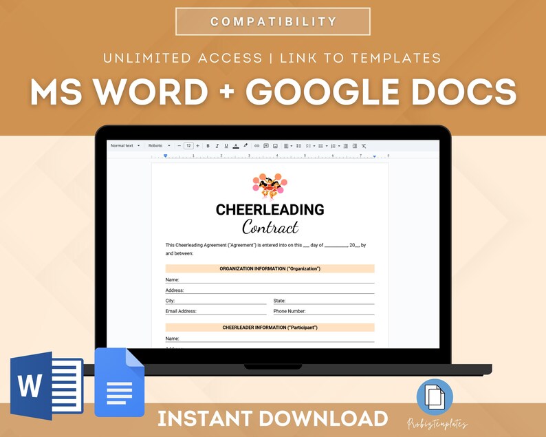 Cheerleading Contract, Team Agreement Template, Cheerleading Parent ...