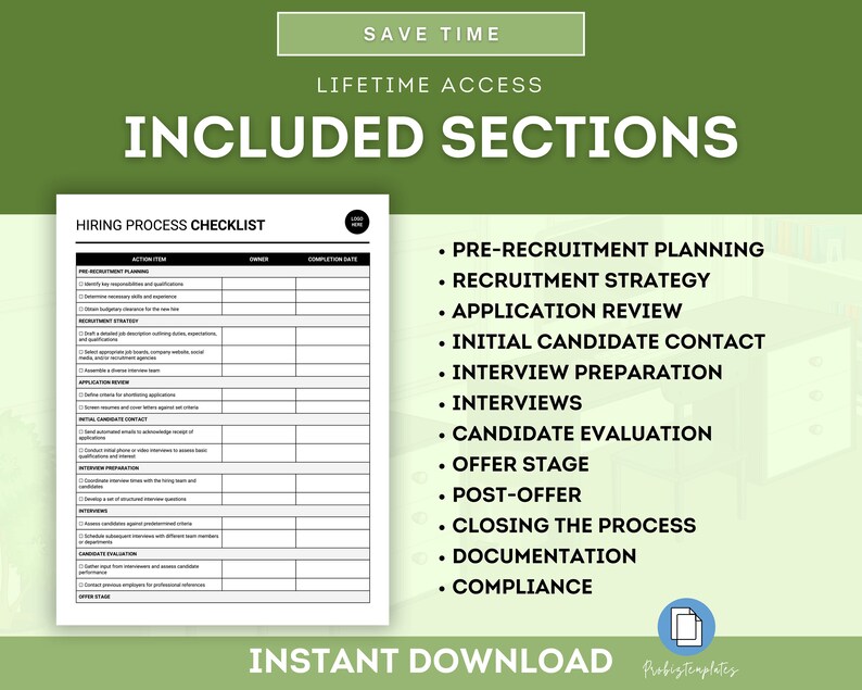 Hiring Process Checklist Template, Employee Recruitment Process ...