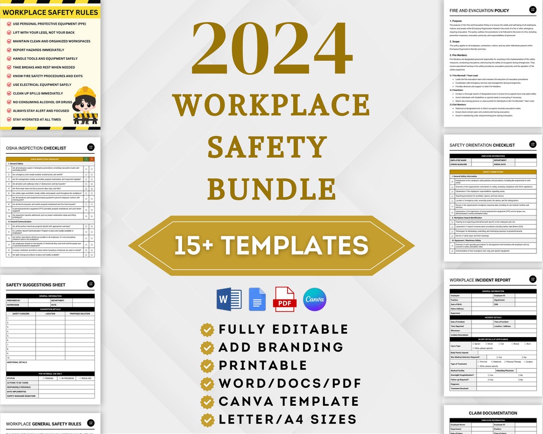 Workplace Safety Bundle, Employee Safety Bundle, Employee Wellness ...