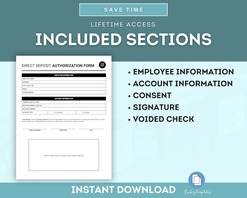 Direct Deposit Authorization Form, New Hire Document, Direct Deposit ...