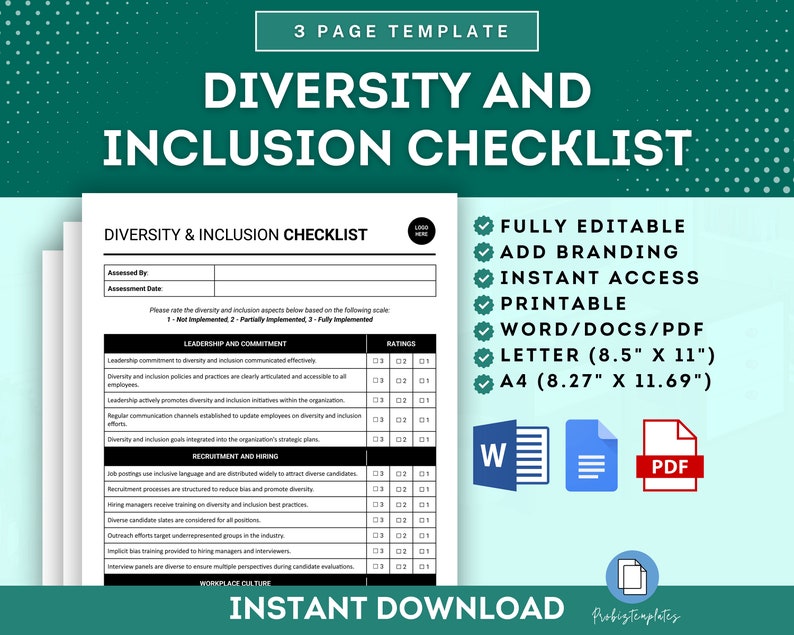 Diversity and Inclusion Checklist, Workplace Diversity and Inclusivity ...