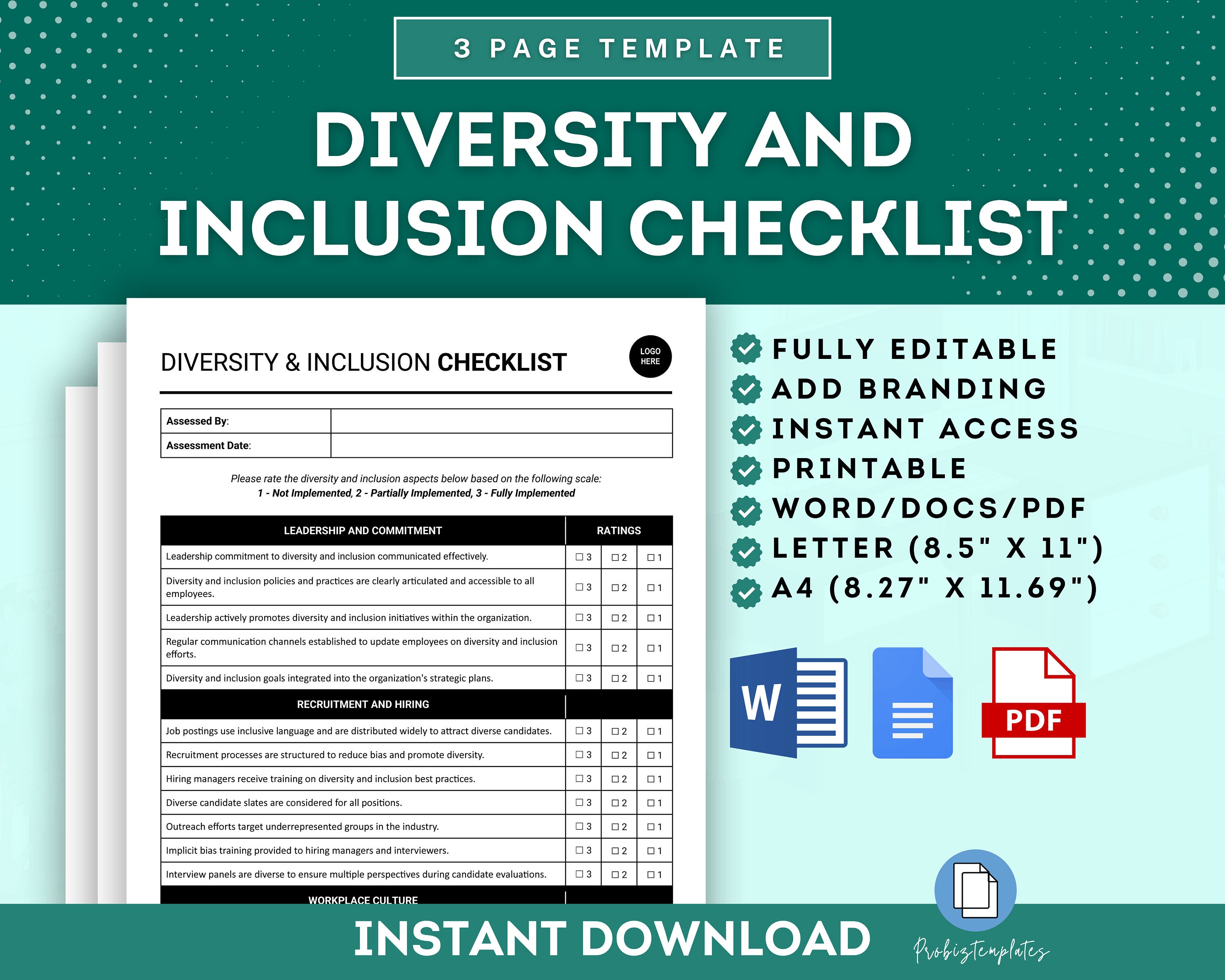 Diversity and Inclusion Checklist, Workplace Diversity and Inclusivity ...