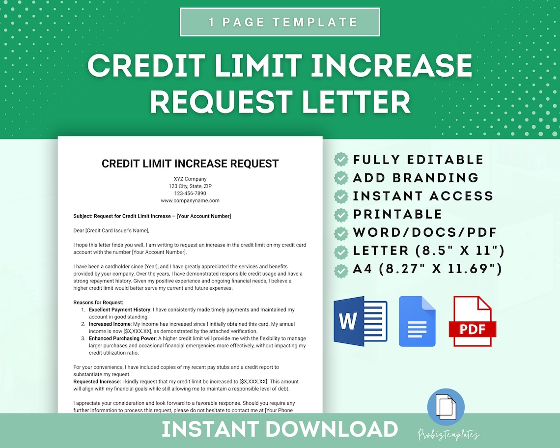 Credit Limit Increase Request Letter Template, Credit Line Extension ...