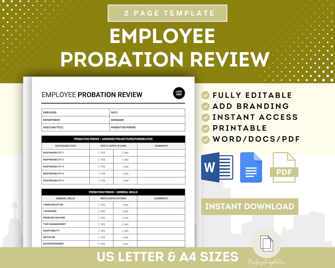Employee Probation Review Template, Employee Performance Review ...