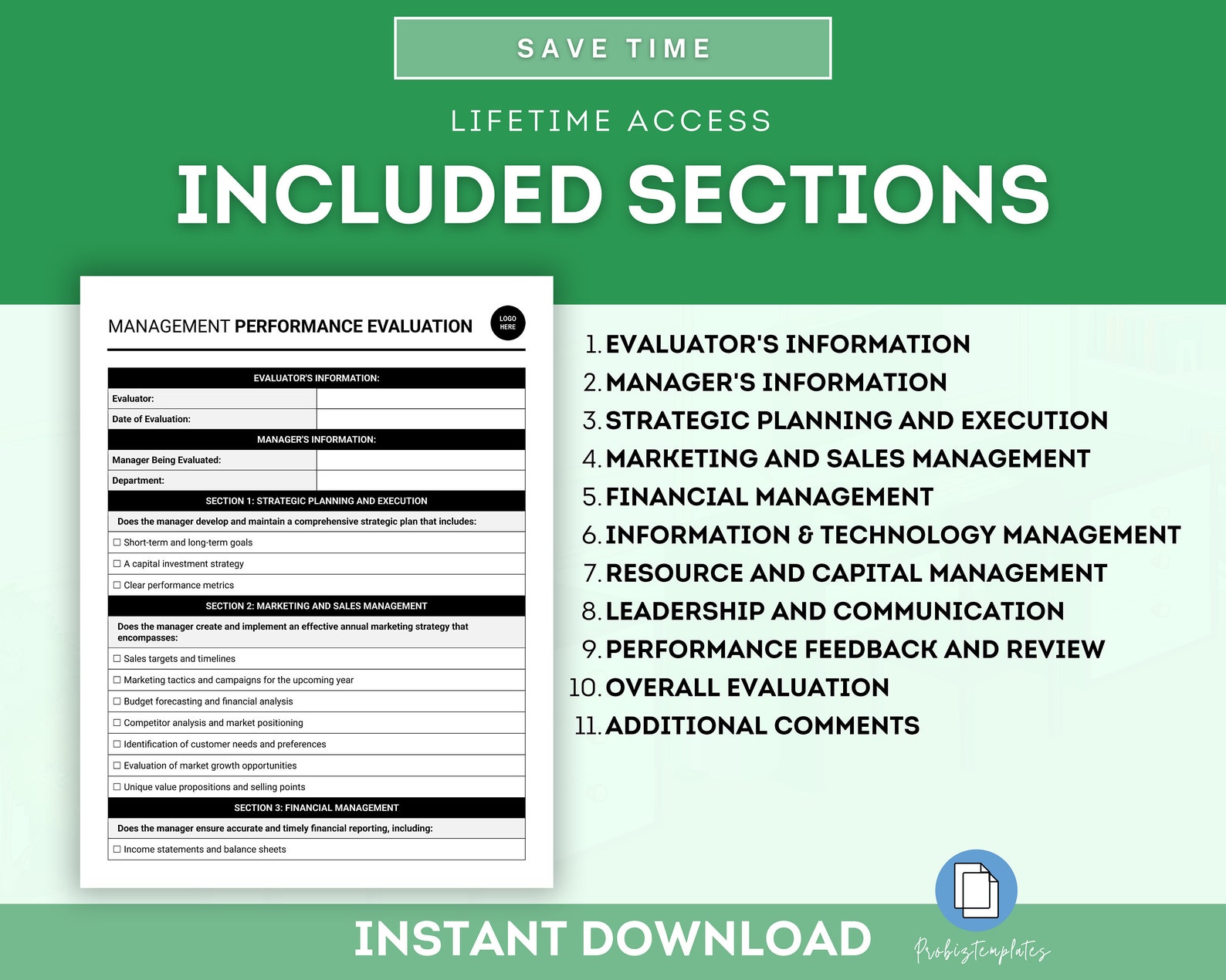 Management Performance Evaluation Form Template, Leadership Evaluation ...
