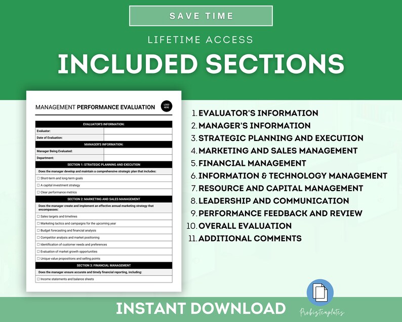 Management Performance Evaluation Form Template, Leadership Evaluation ...