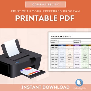 Remote Work Schedule Template, Virtual Work Timetable, Telecommuting ...