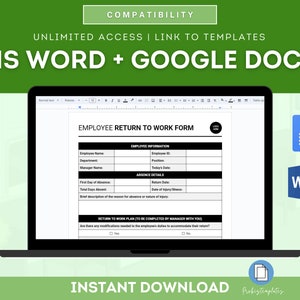 Employee Return to Work Form Template, Back-to-work Form, Return-to ...