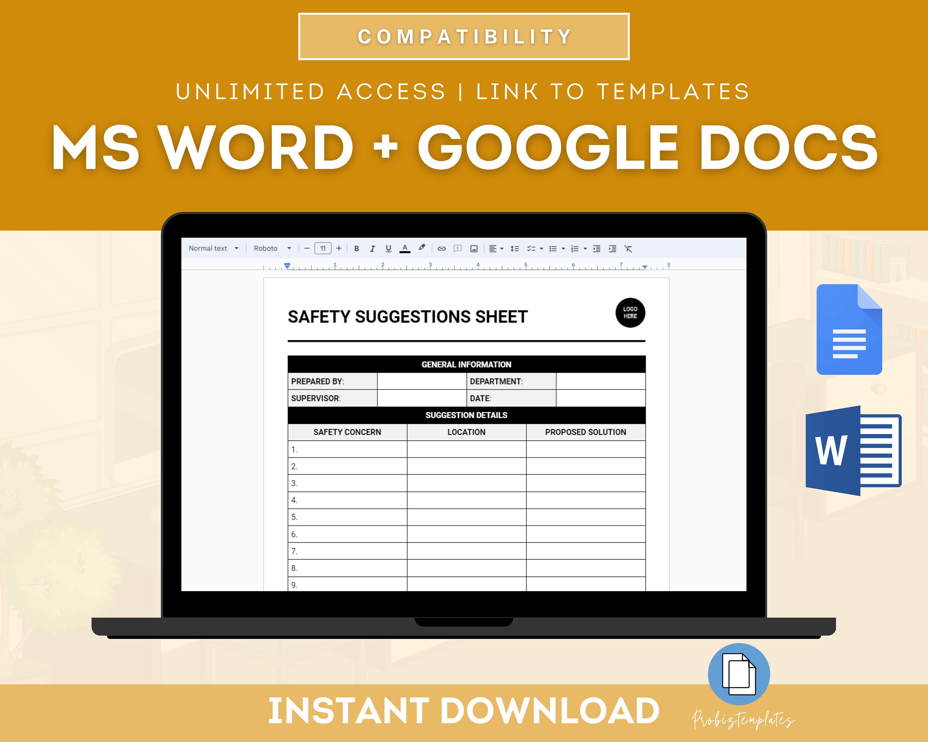 Workplace Safety Suggestions Sheet Template, Workplace Safety ...