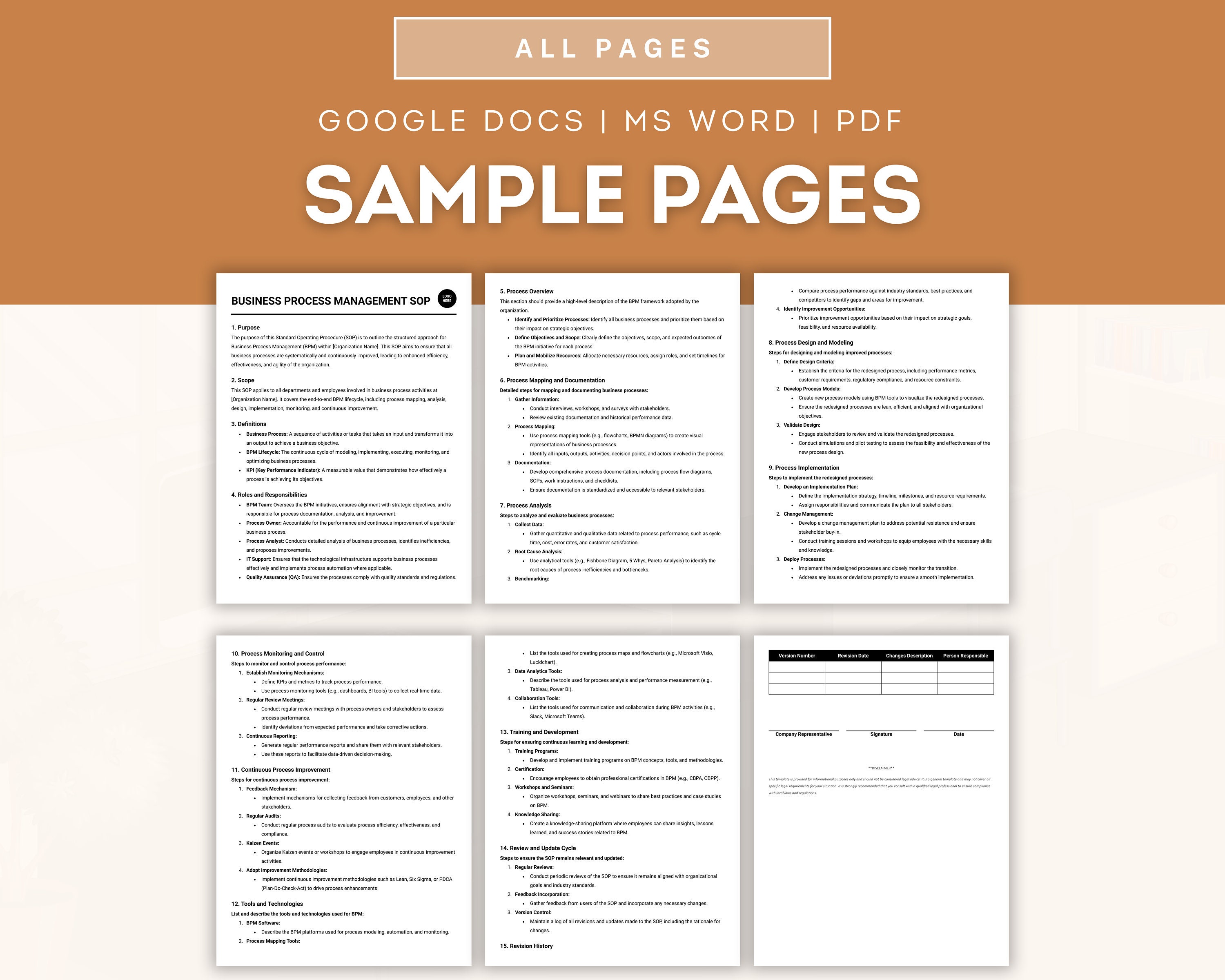 Business Process Management SOP Template, BPM Standard Operating ...
