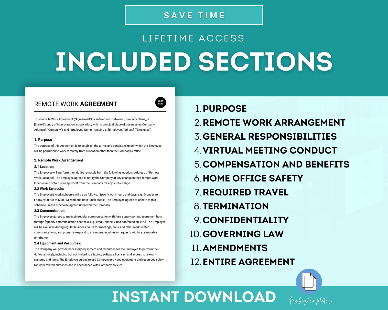Remote Work Agreement Template, Virtual Work Agreement Template, Remote ...
