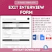 Exit Interview Form Template, Employee Exit Survey, Exit Questionnaire ...