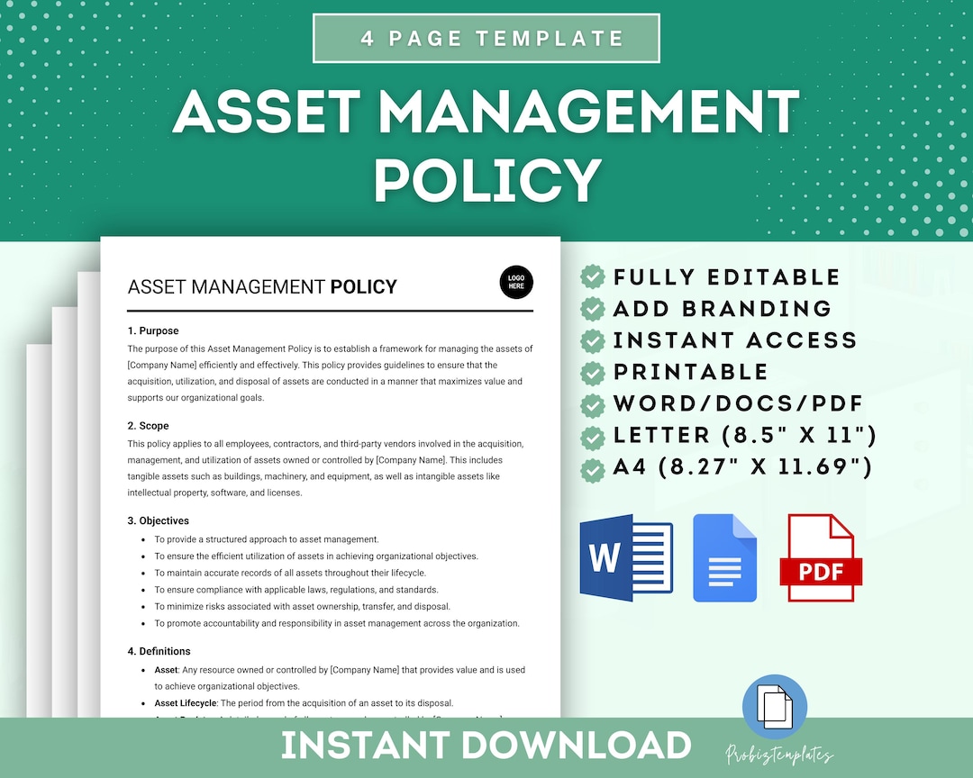 Asset Management Policy Template, Company Asset Management Guidelines ...