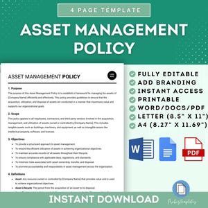 Asset Management Policy Template, Company Asset Management Guidelines ...