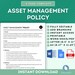 Asset Management Policy Template, Company Asset Management Guidelines ...