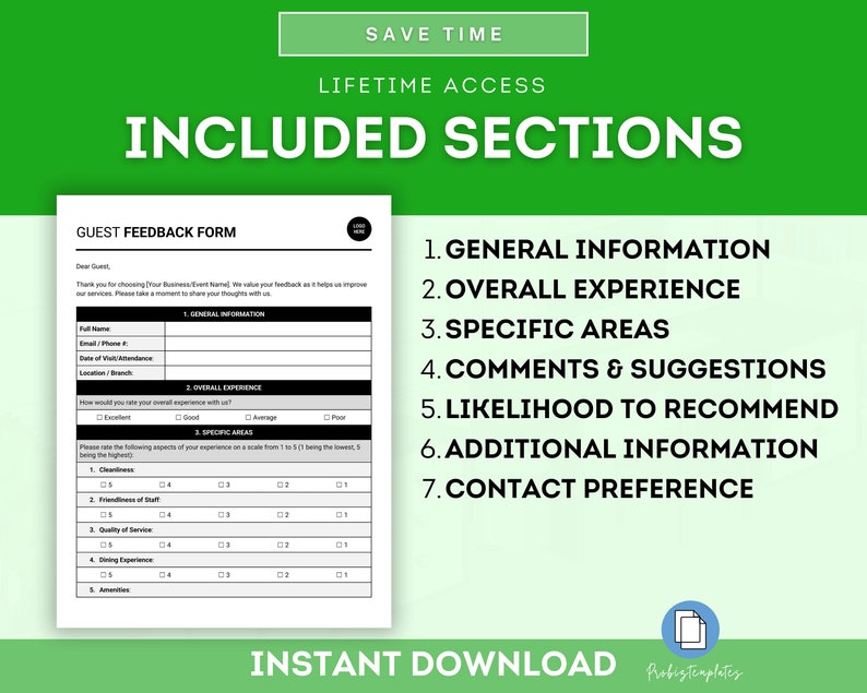 Guest Feedback Form Template, Visitor Experience Feedback Form, Guest ...