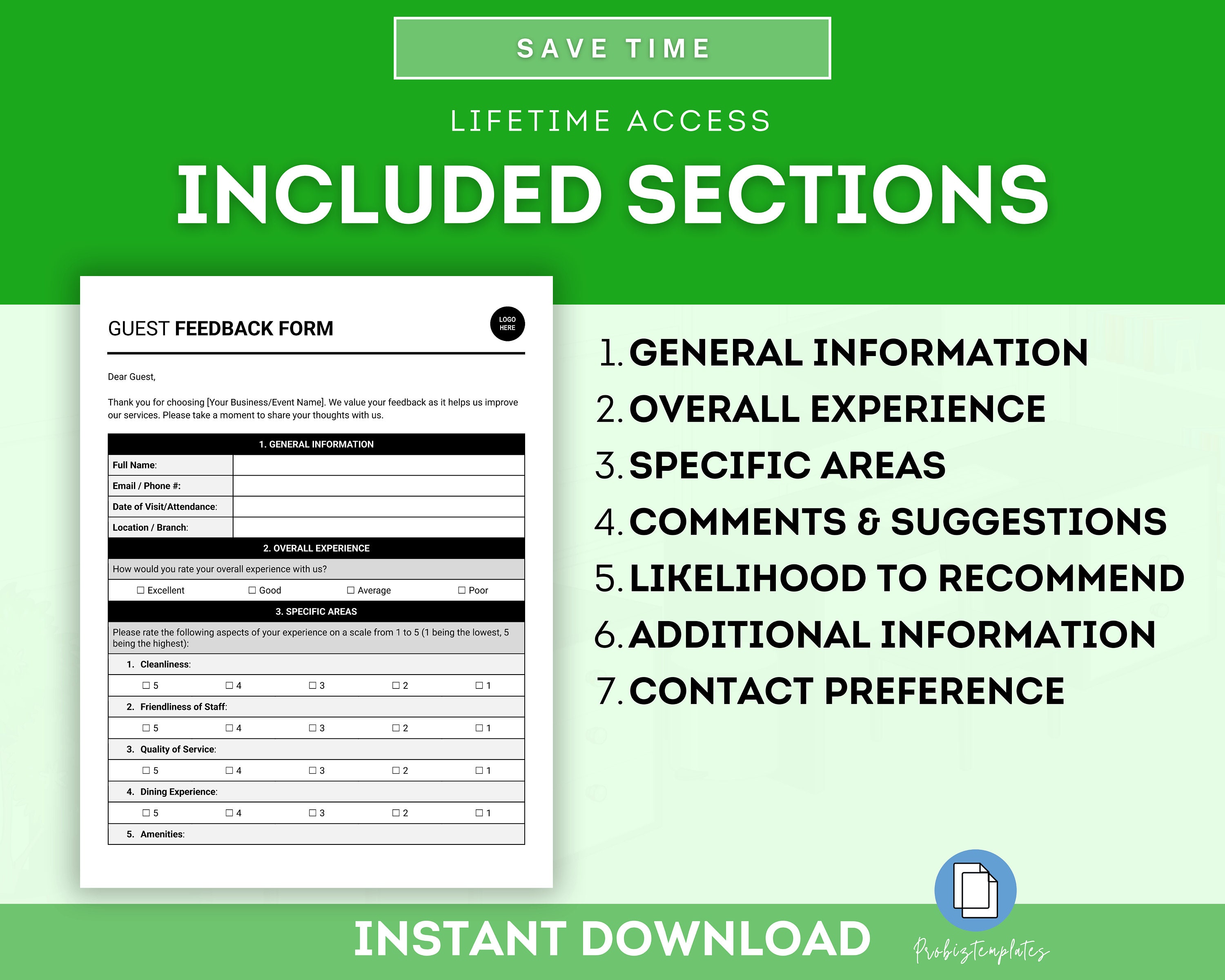 Guest Feedback Form Template, Visitor Experience Feedback Form, Guest ...