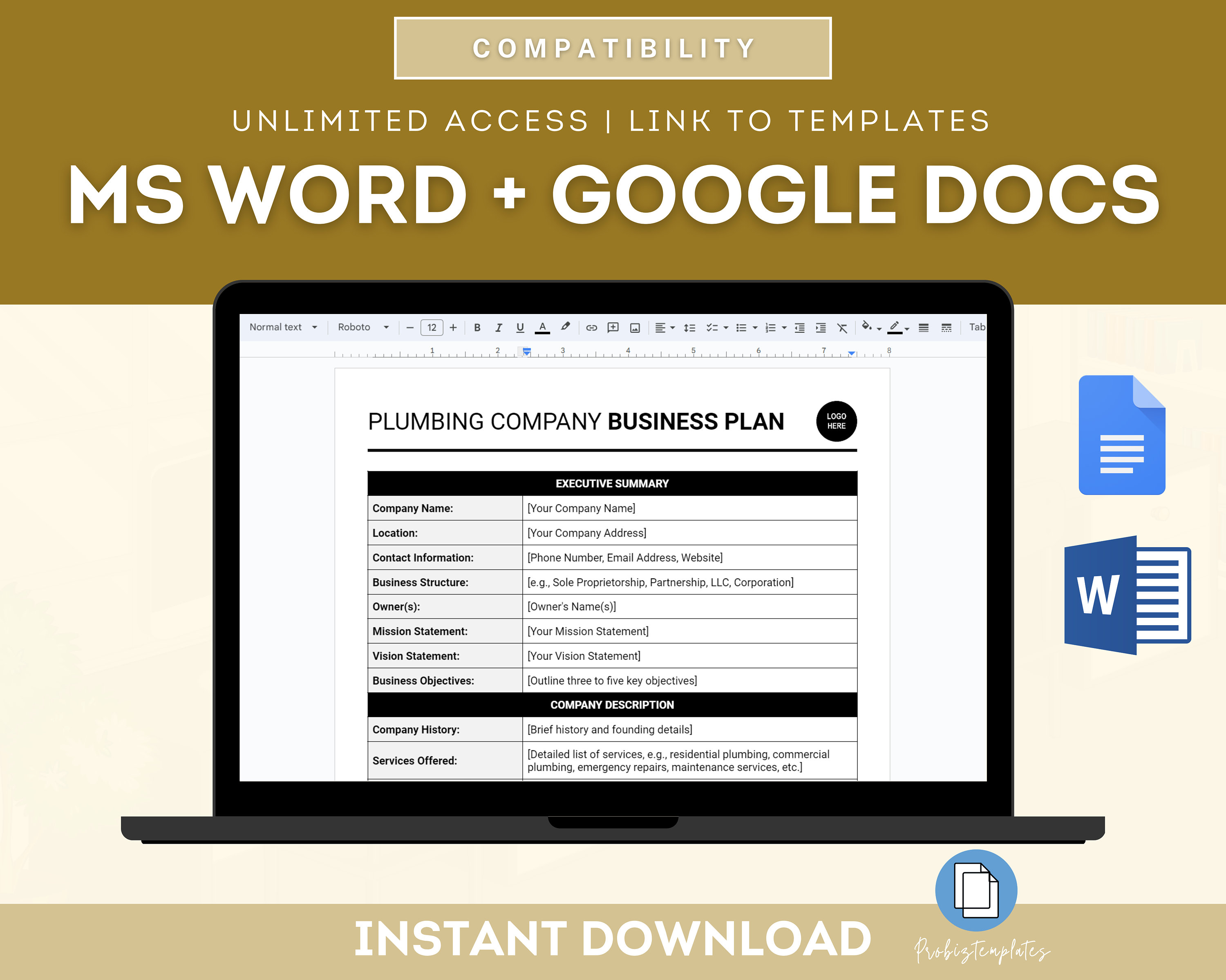 Plumbing Company Business Plan Template, Plumbing Services Business ...