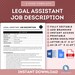 Legal Assistant Job Description Template, Law Office Assistant Role ...