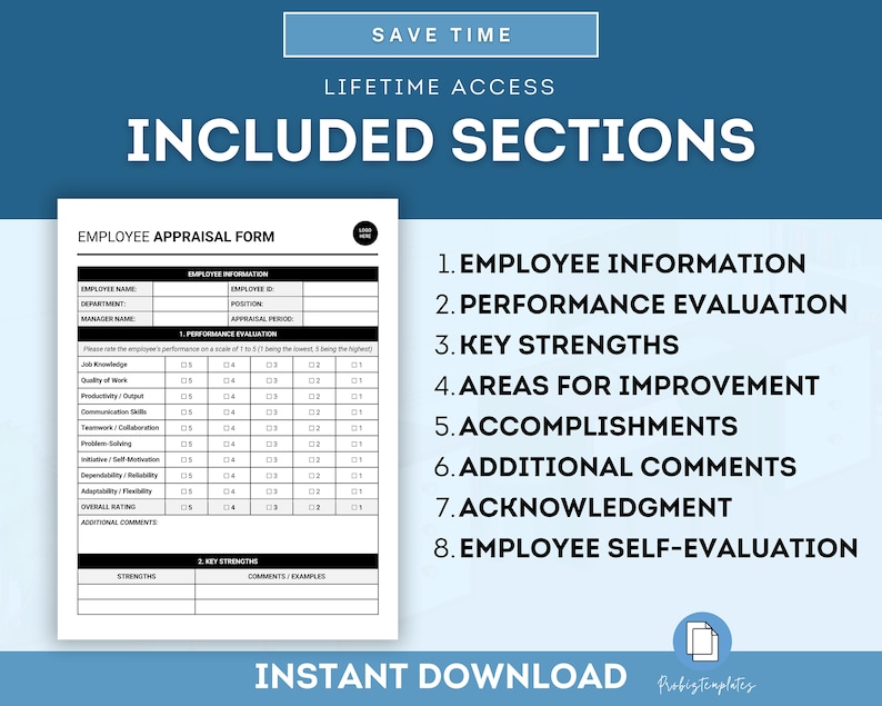 Employee Appraisal Form Template, Employee Performance Evaluation Form ...