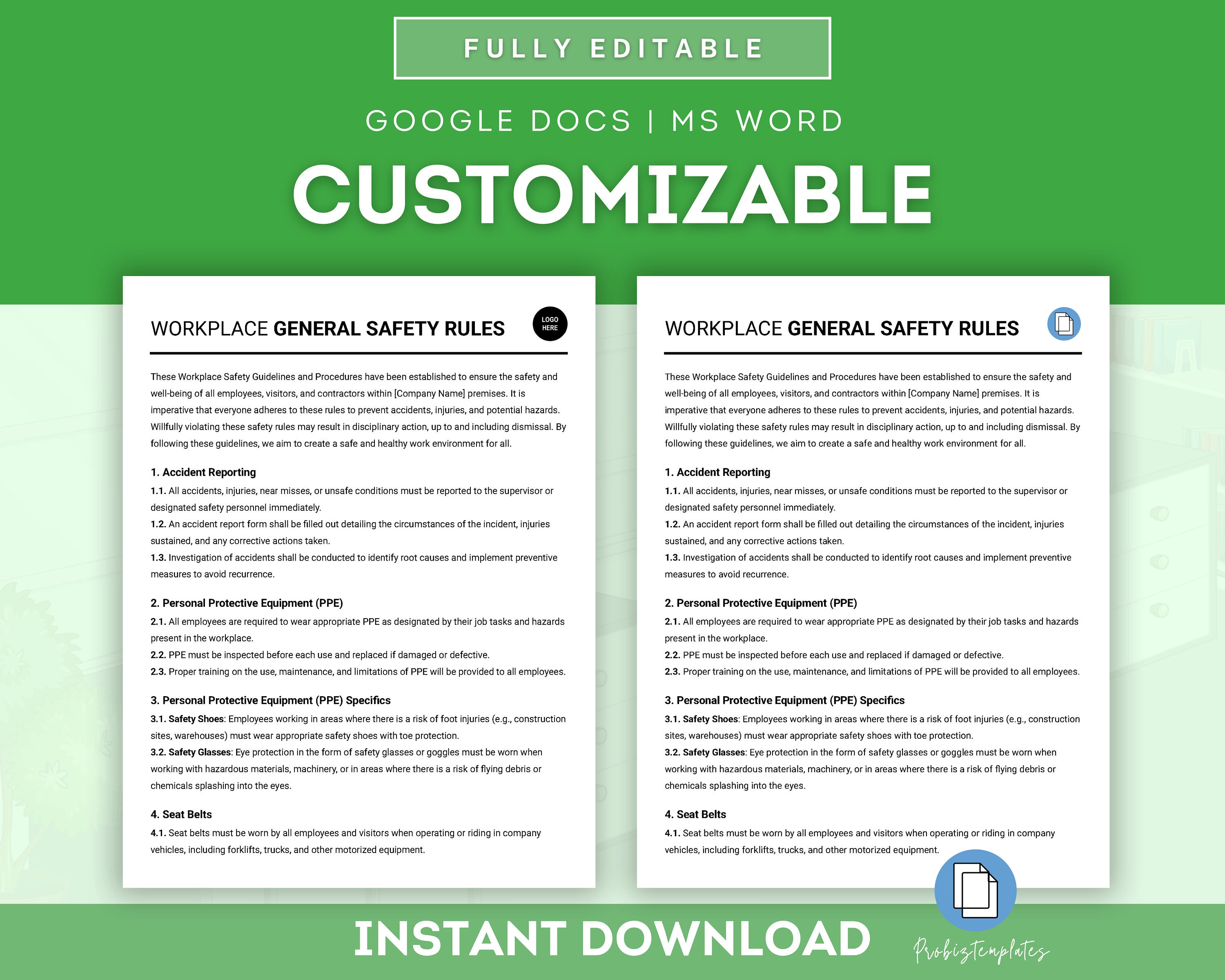 Workplace General Safety Rules Template, Workplace Safety Guidelines ...
