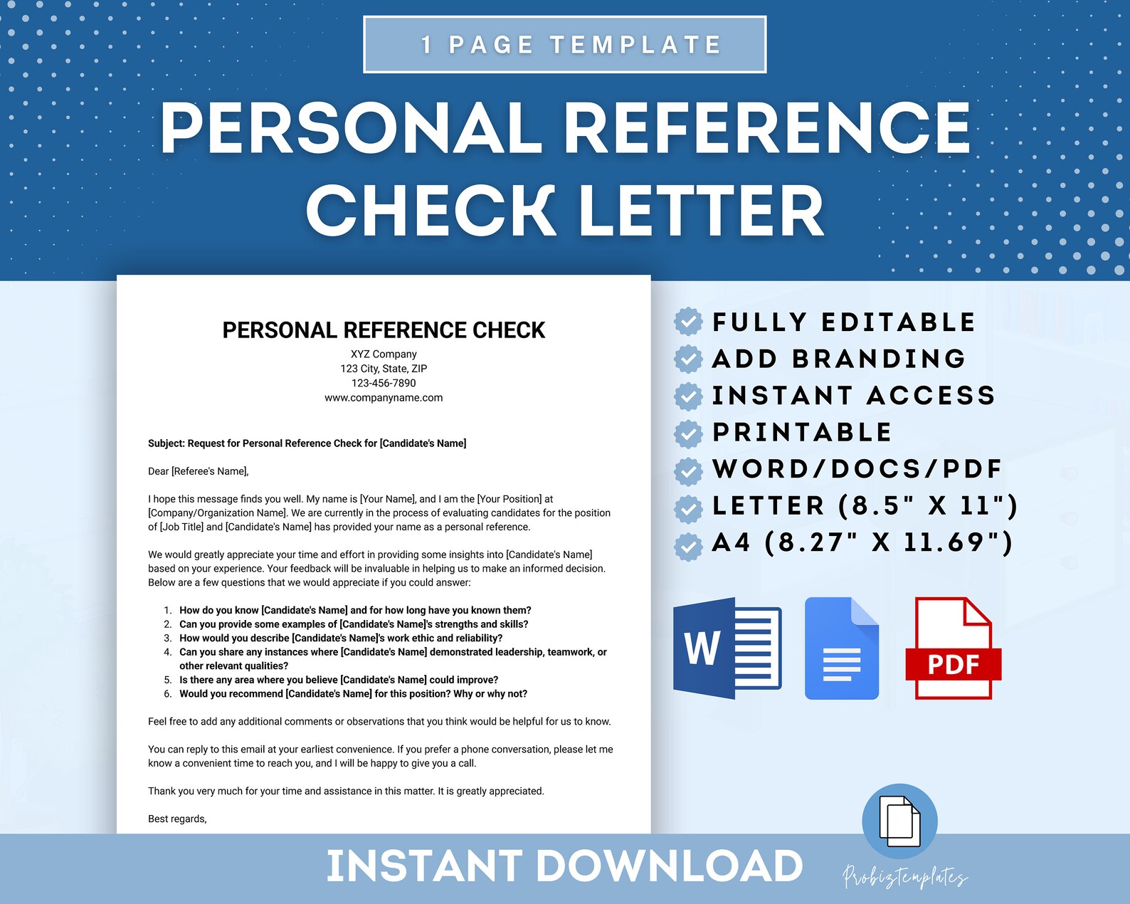 Personal Reference Check Letter Template, Reference Verification Letter ...