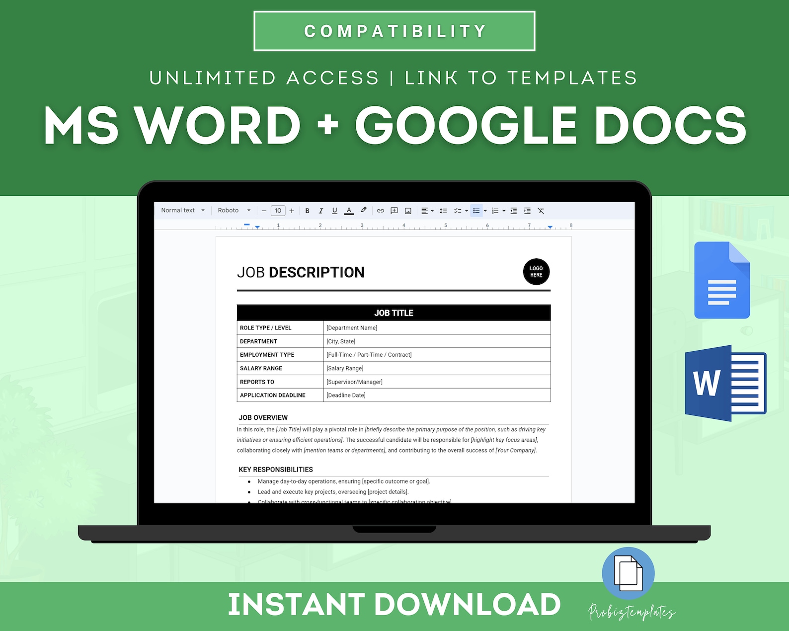 Job Description Template, Job Description Form, Employee Onboarding ...
