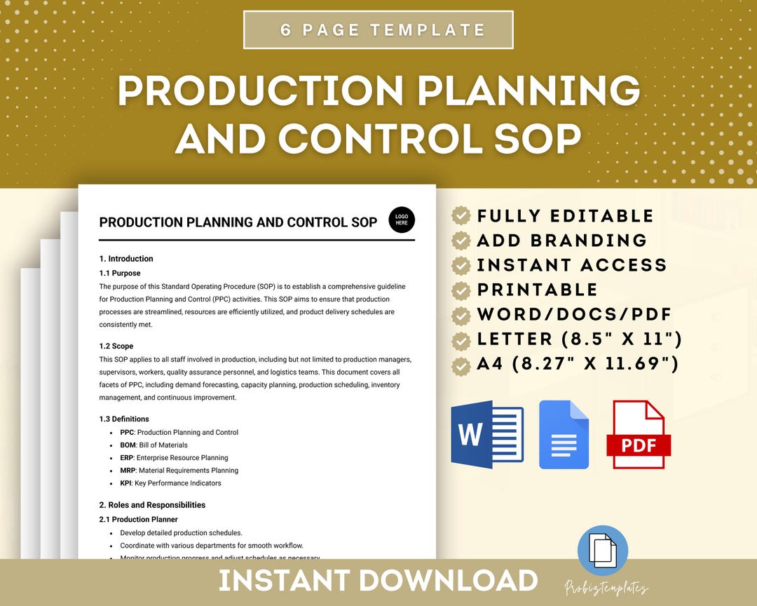 Production Planning and Control SOP, Production Control Standard ...
