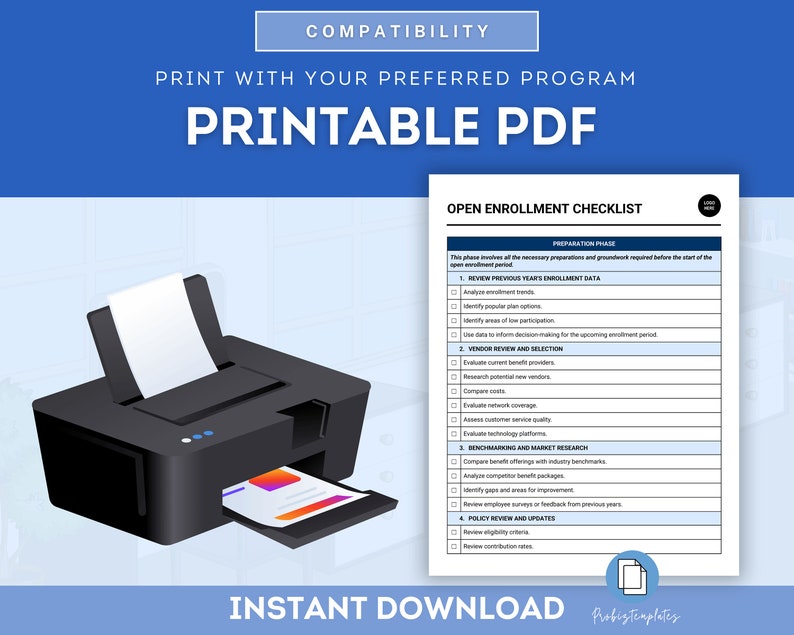 Open Enrollment Checklist Template, Benefits Enrollment Tasks Planner ...