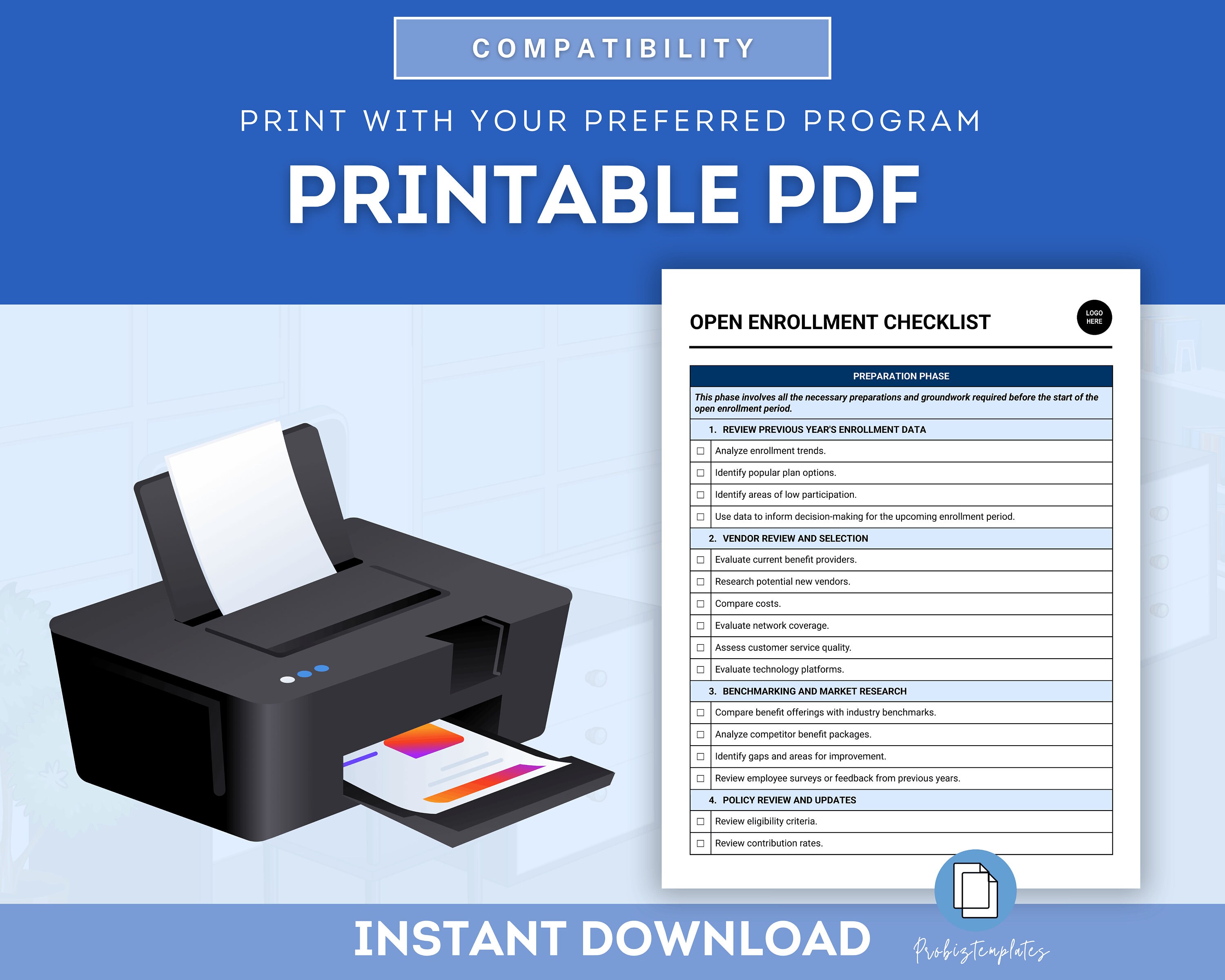 Open Enrollment Checklist Template, Benefits Enrollment Tasks Planner ...