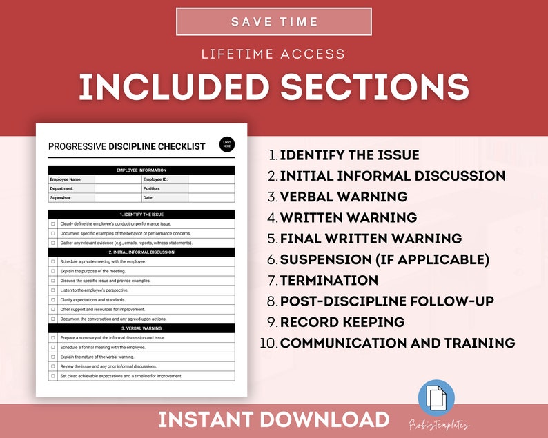 Progressive Discipline Checklist, Employee Discipline Checklist ...