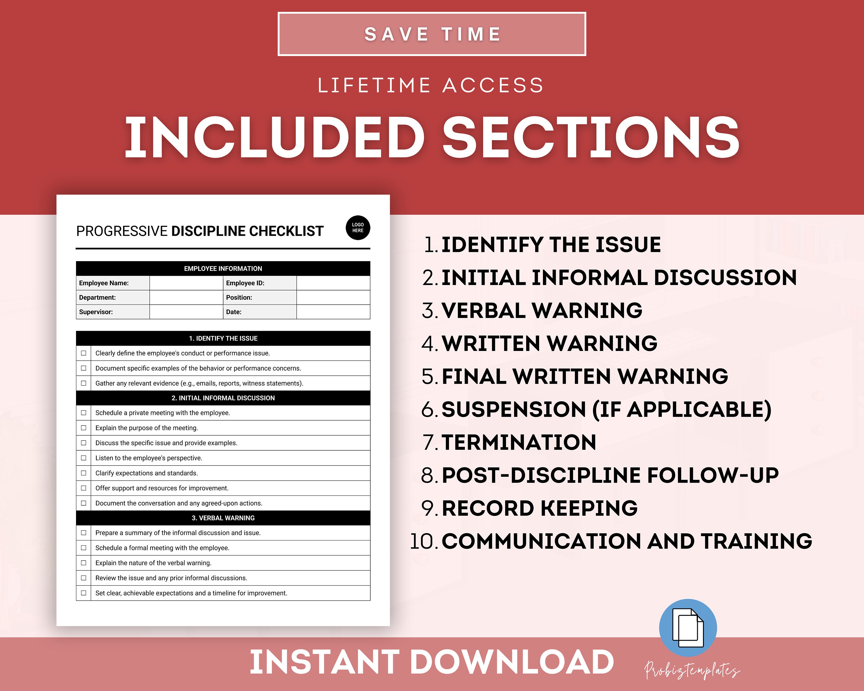 Progressive Discipline Checklist, Employee Discipline Checklist ...