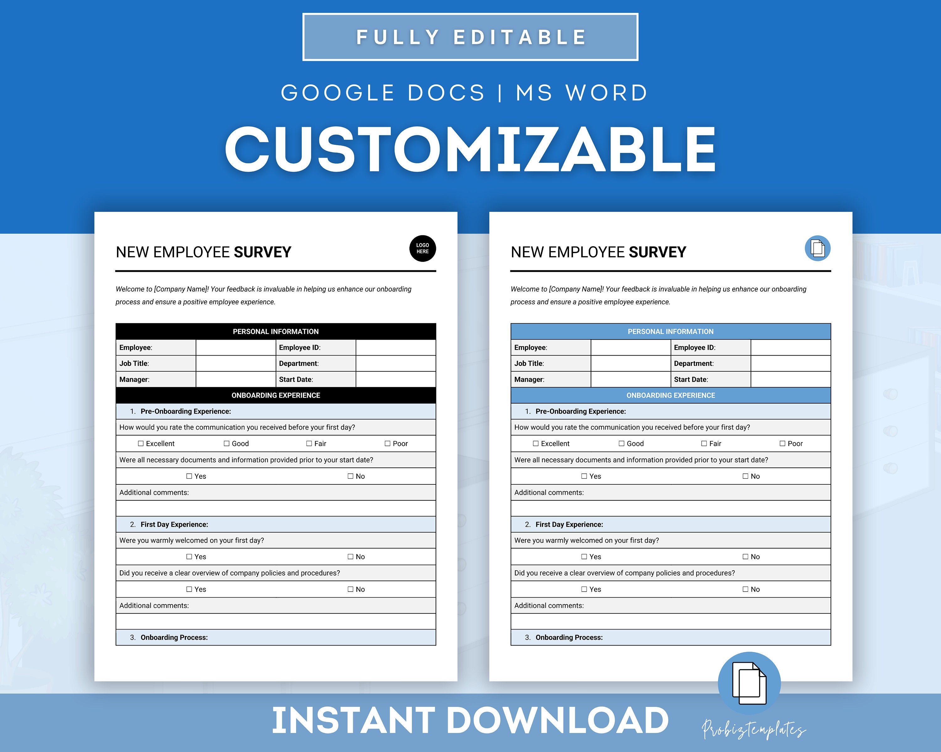 New Employee Survey Template, New Hire First Impressions Survey ...