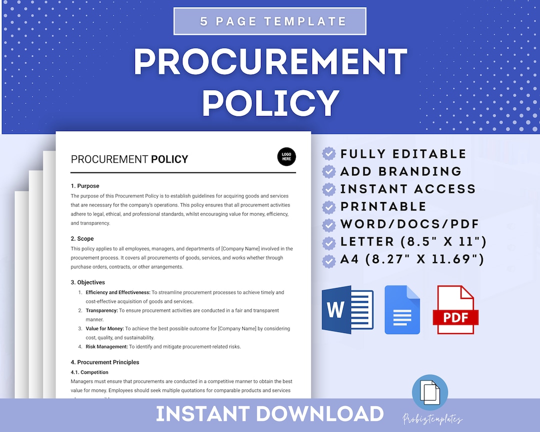 Procurement Policy, Company Procurement Guidelines, Corporate ...